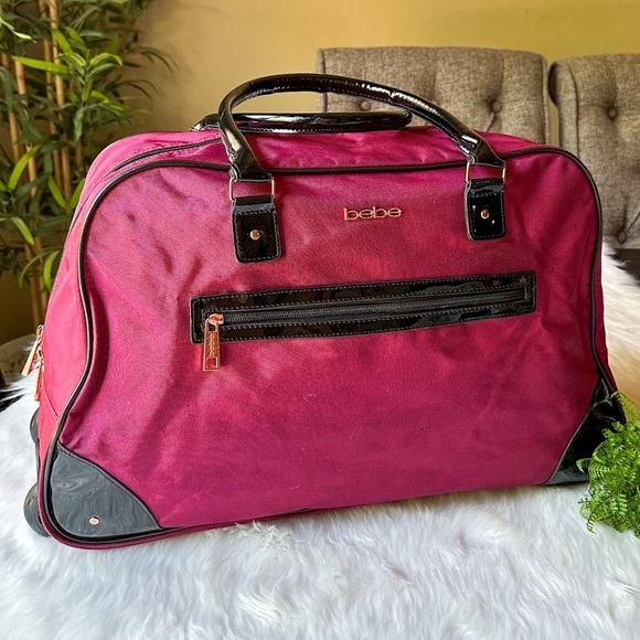 bebe | Bags | Bebe Giselle Rolling Duffle Bag Carryon Weekender Travel ...